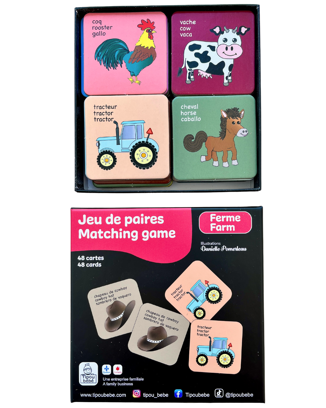 Matching game (48 cards): Farm – Tipou bébé