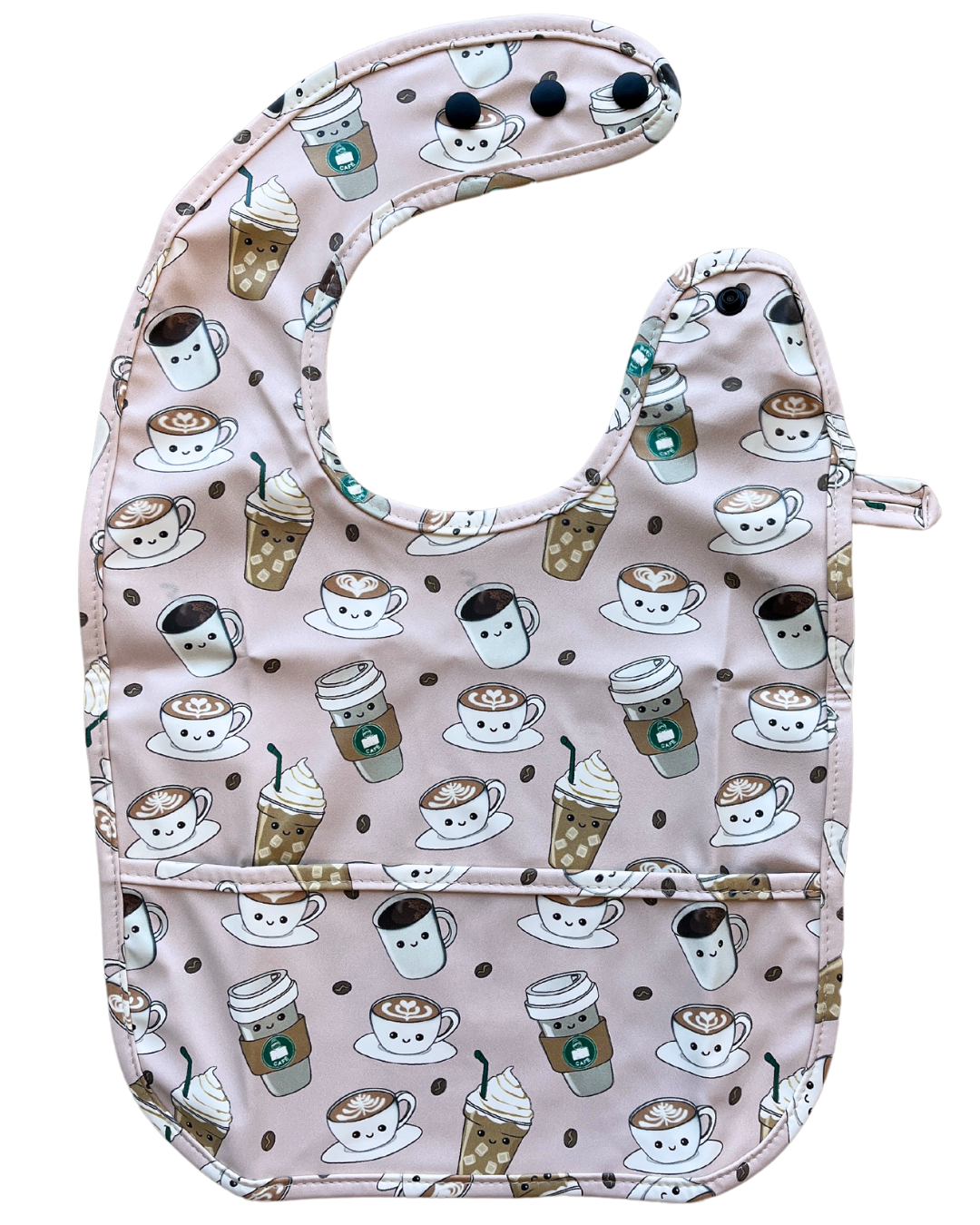 Waterproof bib with pocket: Tipou Baby Coffee (pink background) – Tipou ...